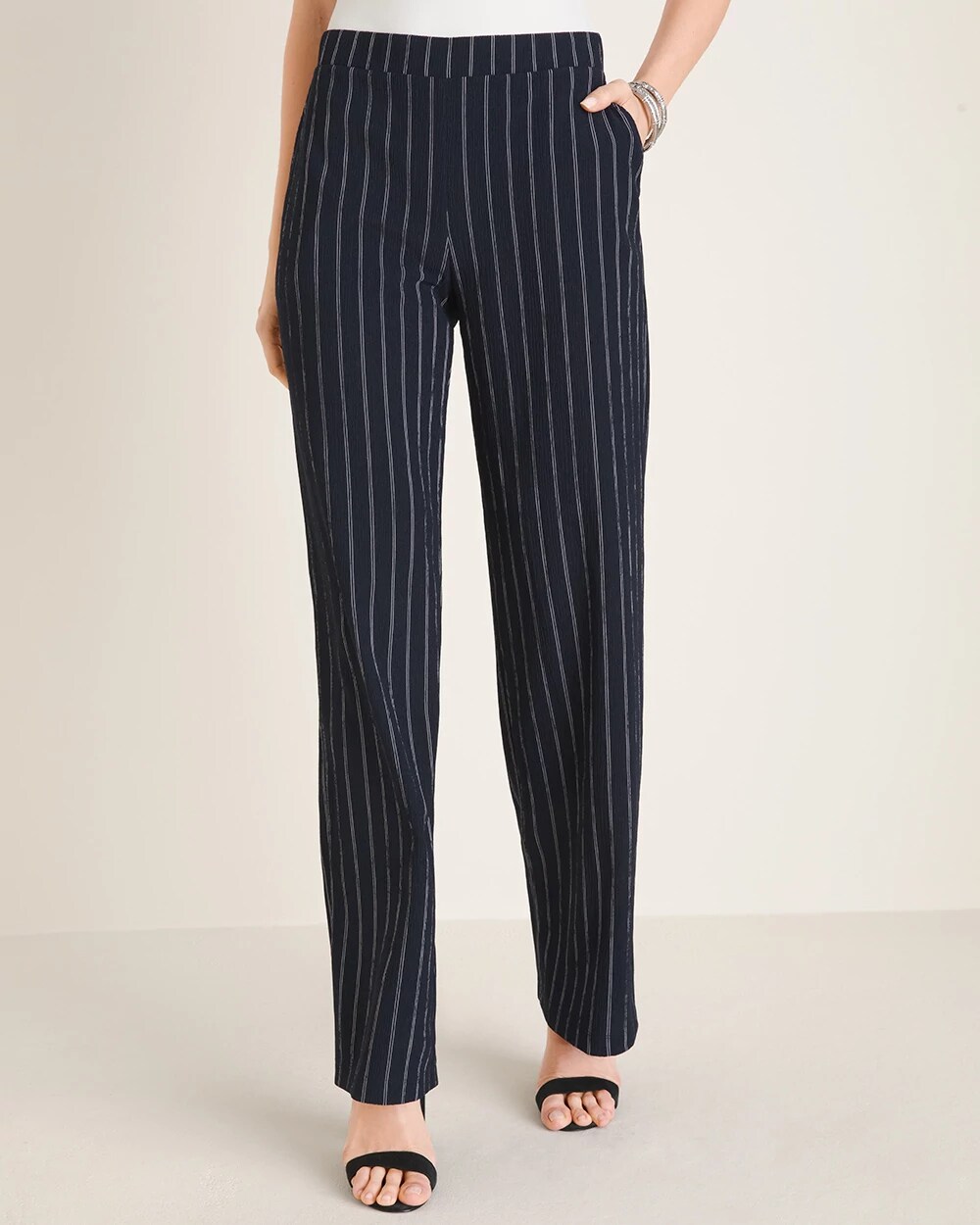 Travelers Collection Modern Texture Pinstriped Pants | Chico's Travelers Collection Modern Texture Pinstriped Pants | Chico's